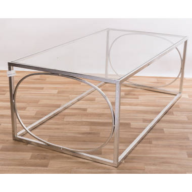 Burrill Metal Glass Top Coffee Table